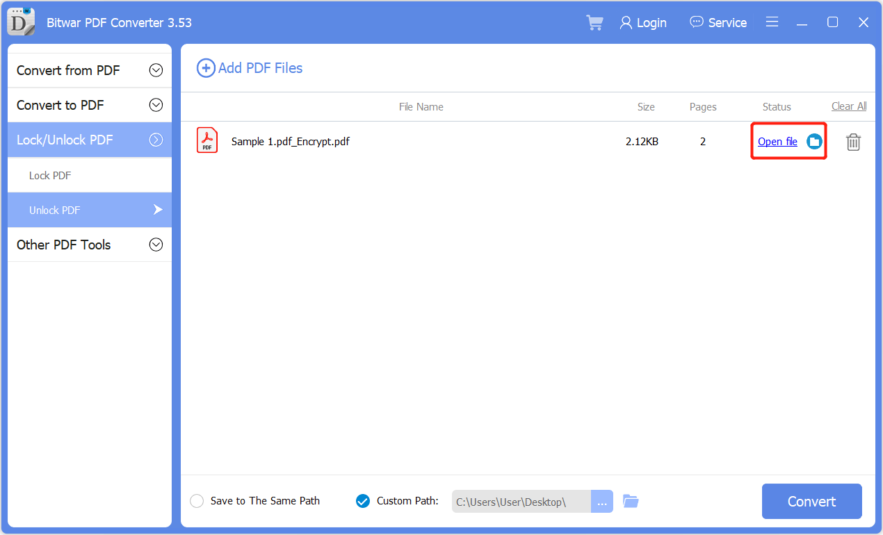 Open File Unlock PDF Open File Unlock PDF