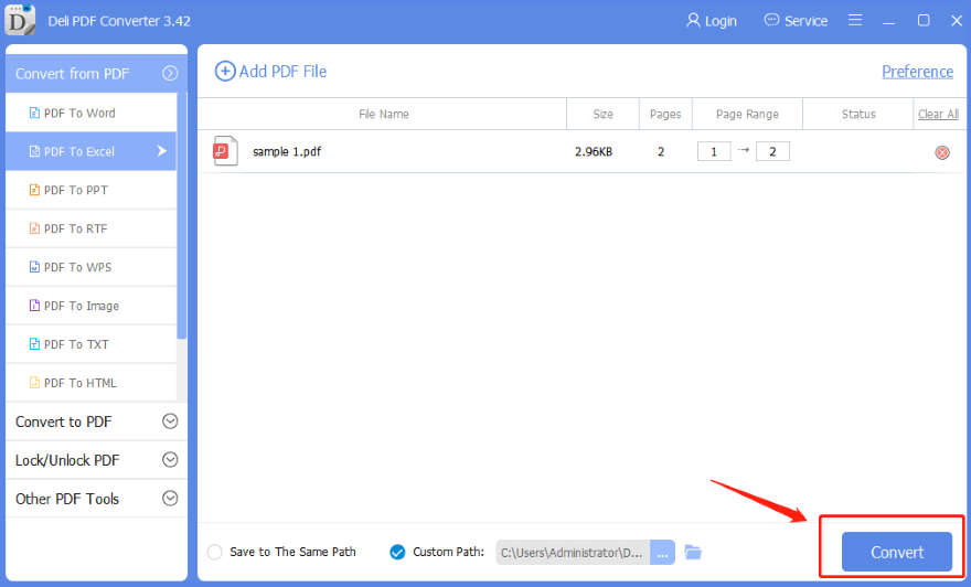 Convert PDF to Excel